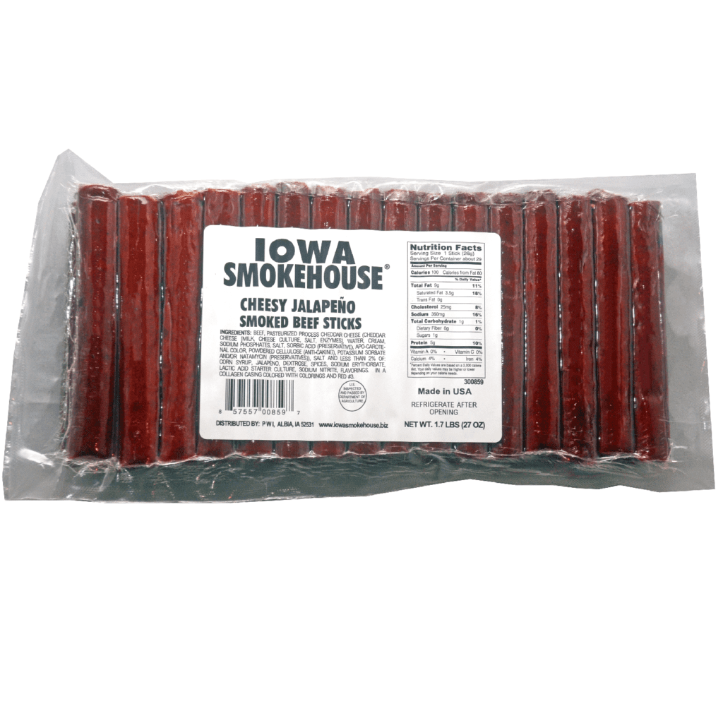27 oz Smoked Beef Sticks Cheesy Jalapeño - Iowa Smokehouse