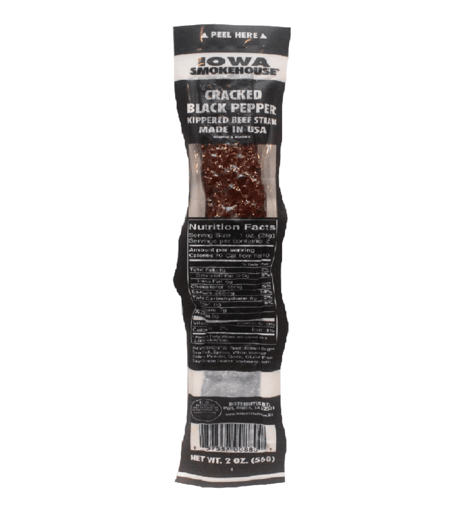 2 oz Kippered Beef Steak Cracked Black Pepper - Iowa Smokehouse