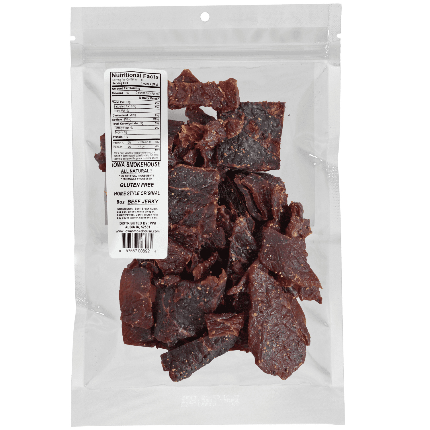 Ranch Hand 8 oz Beef Jerky Home Style Original - Iowa Smokehouse