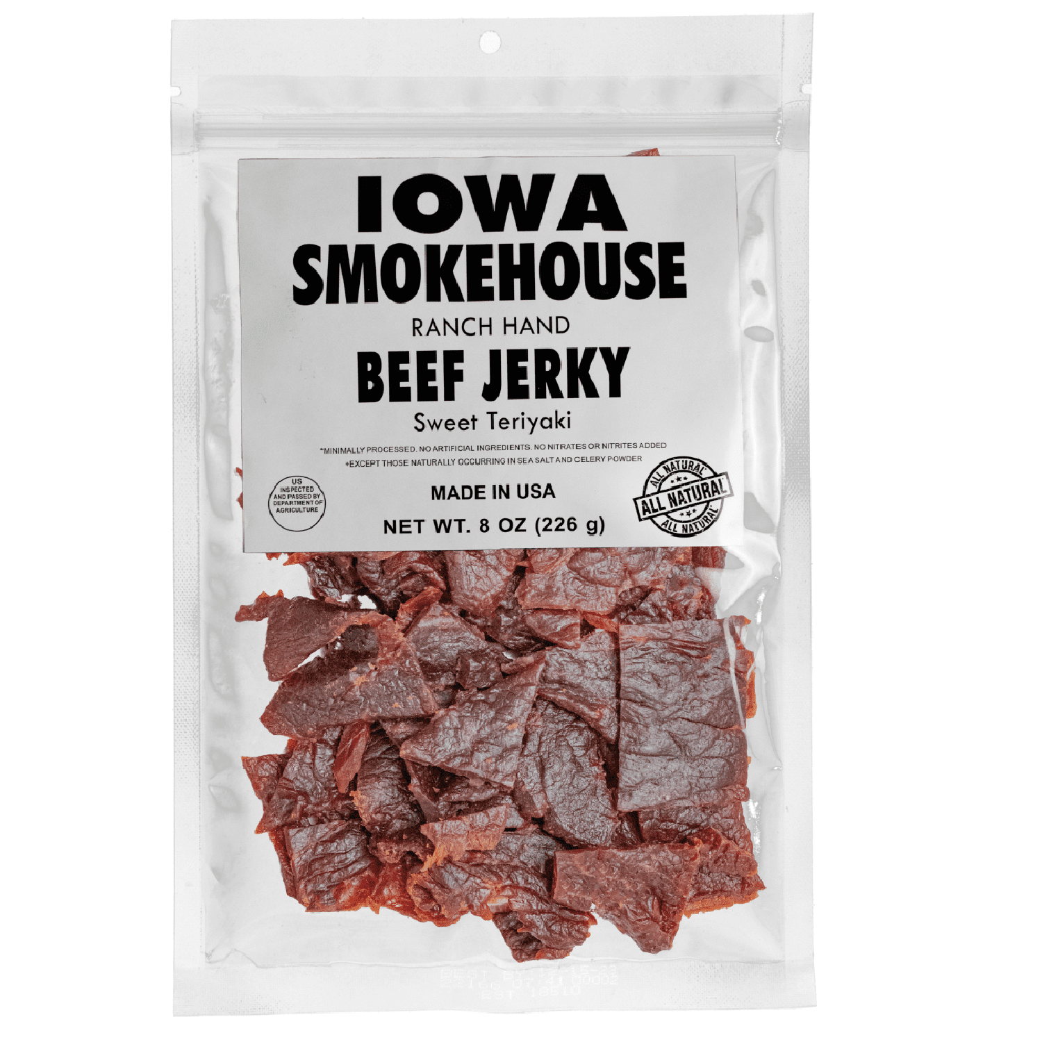 Ranch Hand 8 oz Beef Jerky Sweet Teriyaki - Iowa Smokehouse