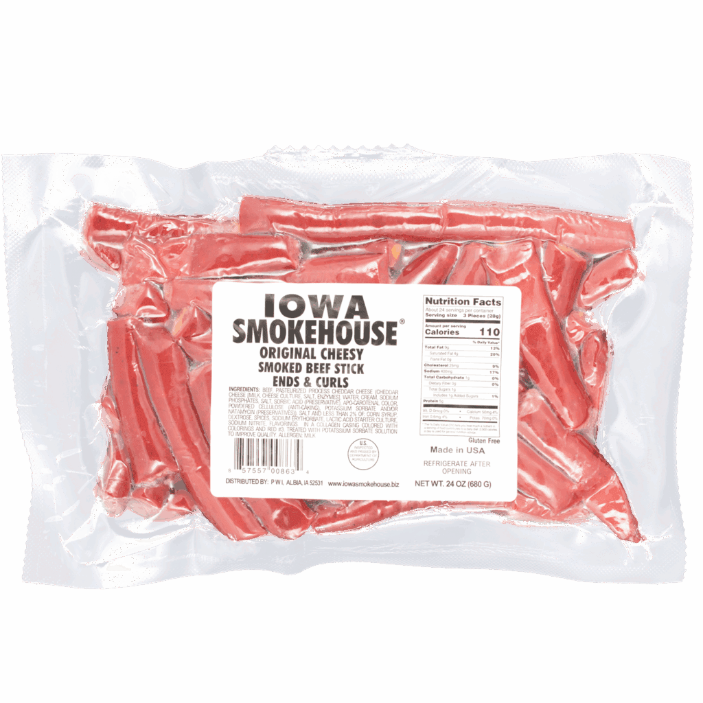24 oz Beef Stick Ends & Bits Original Cheesy - Iowa Smokehouse
