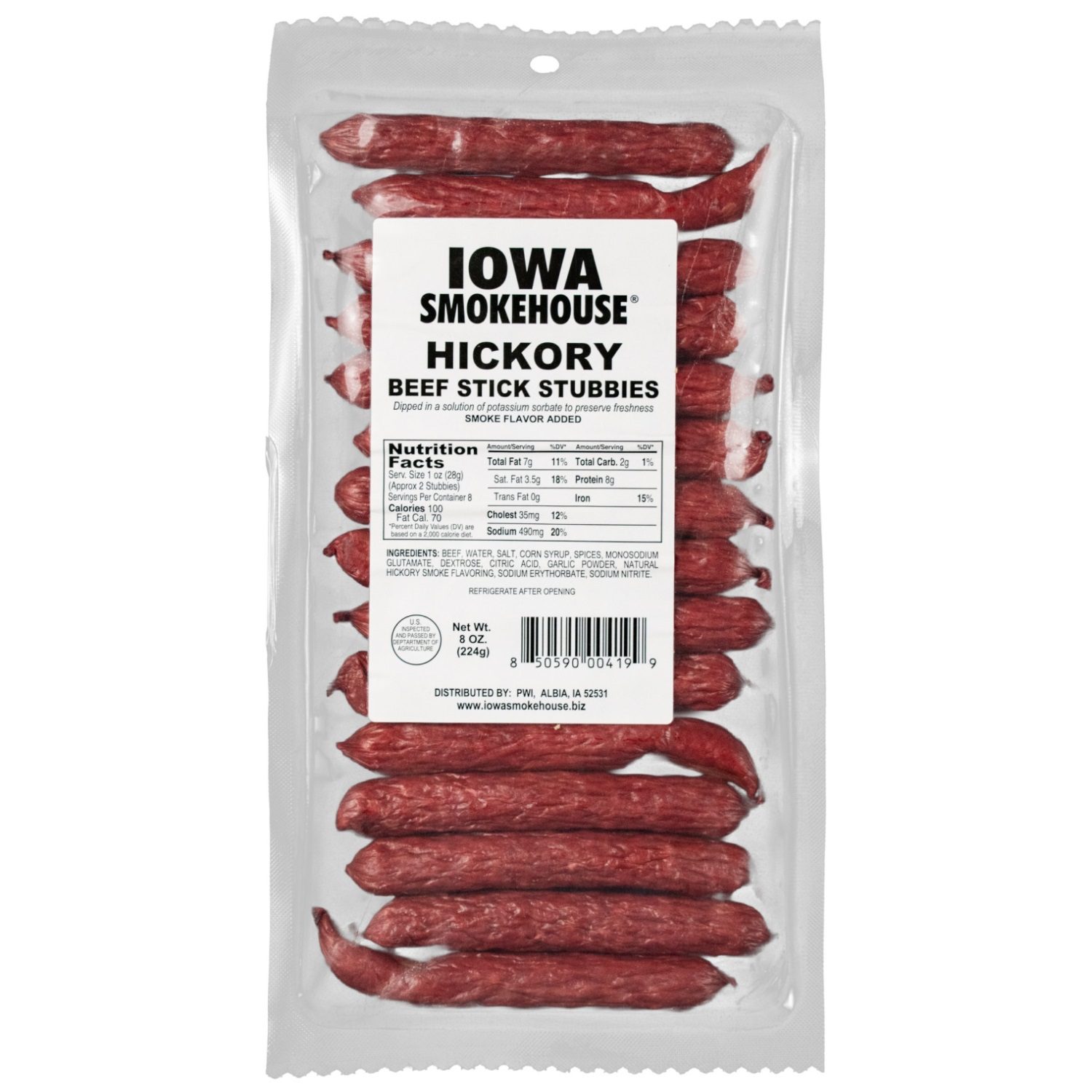 8 oz Beef Stick Stubbies Hickory - Iowa Smokehouse