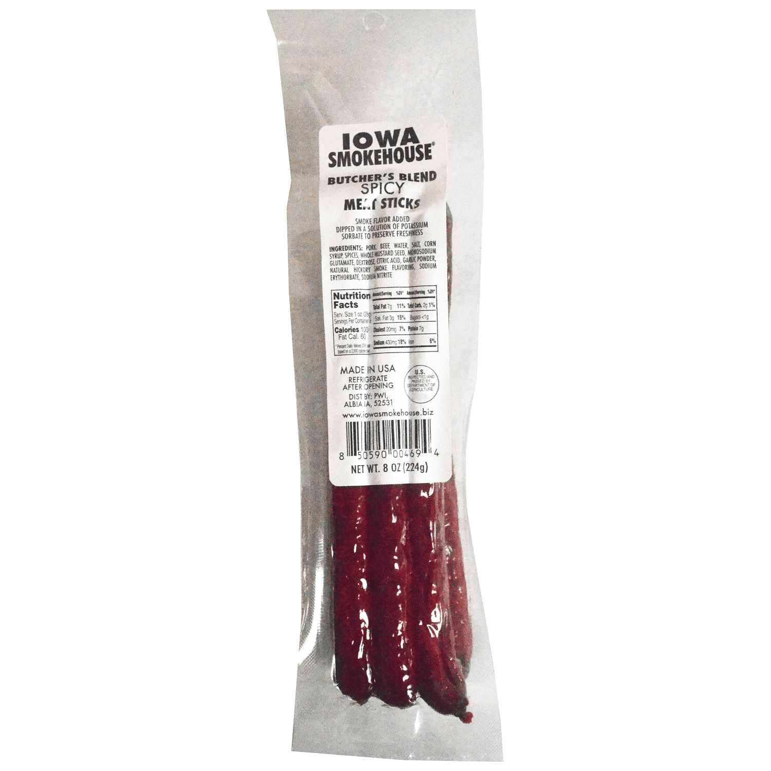 8 oz Butcher's Blend Meat Sticks Spicy - Iowa Smokehouse