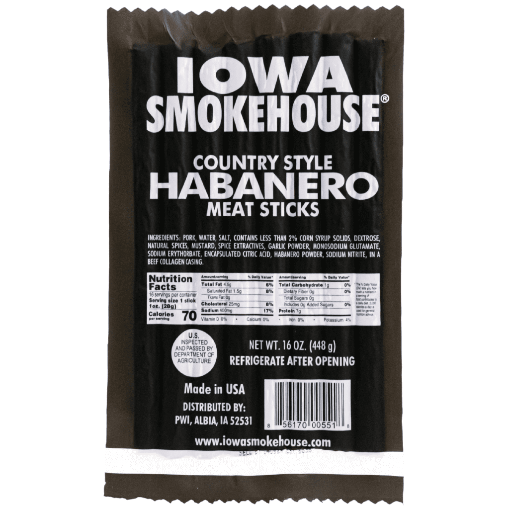 16 oz Country Style Meat Sticks Habanero - Iowa Smokehouse