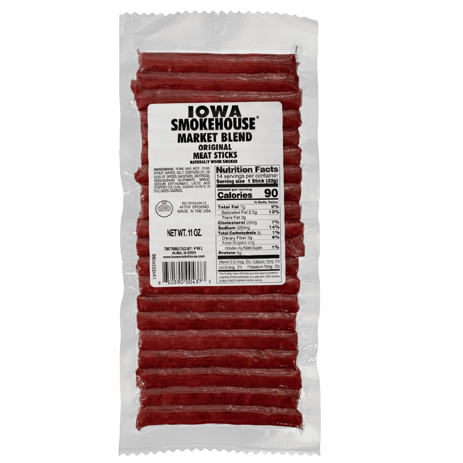 11 oz Market Blend Original Smoked Meat Sticks - Iowa Smokehouse