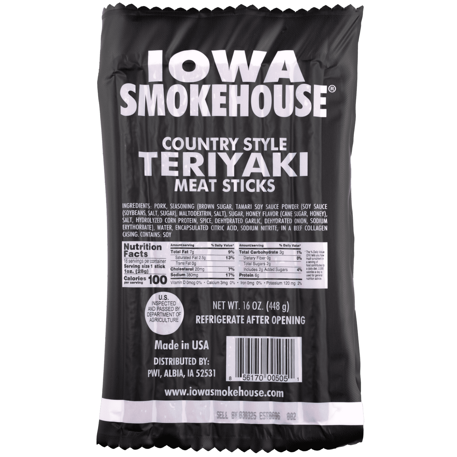 16 oz Country Style Meat Sticks Teriyaki - Iowa Smokehouse